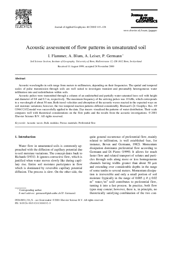 (PDF) Acoustic assessment of flow patterns in unsaturated soil