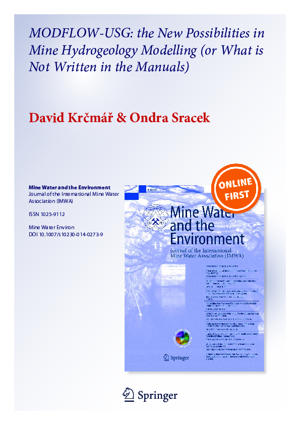 (PDF) MODFLOW-USG: the New Possibilities in Mine Hydrogeology Modelling ...
