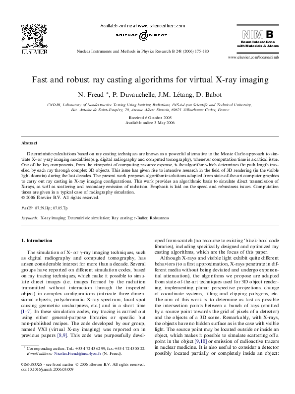 (PDF) Fast and robust ray casting algorithms for virtual X-ray imaging