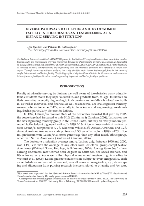 (PDF) Diverse Pathways to the PHD: A Study of Women Faculty in the ...