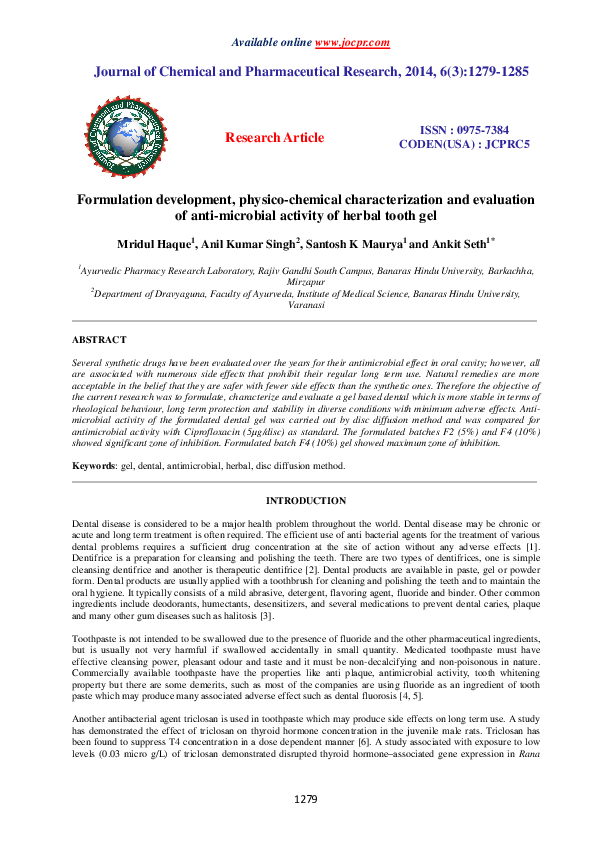 (PDF) Formulation development, physico-chemical characterization and evaluation of anti ...