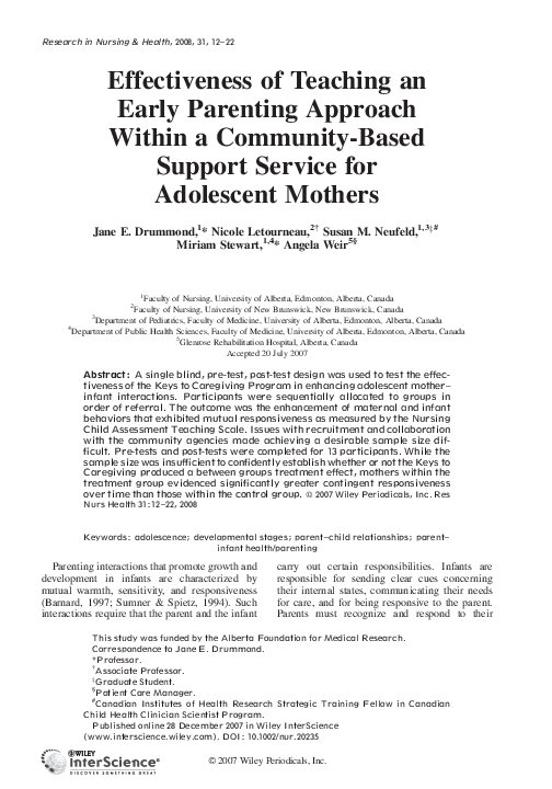 (PDF) Effectiveness of teaching an early parenting approach within a ...