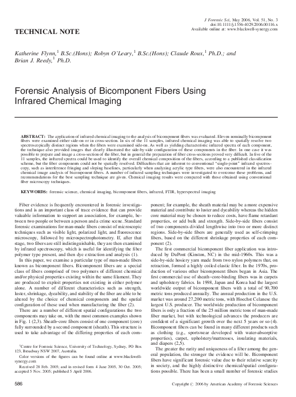 Pdf Forensic Analysis Of Bicomponent Fibers Using Infrared Chemical Imaging