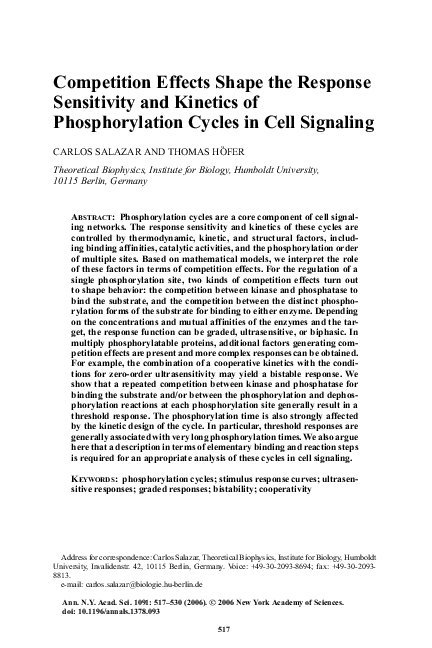 (PDF) Competition Effects Shape the Response Sensitivity and Kinetics ...