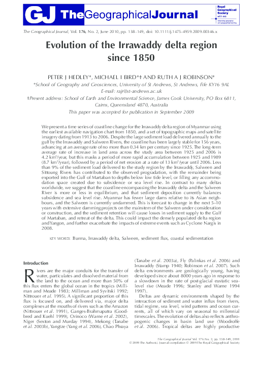 (PDF) Evolution of the Irrawaddy delta region since 1850