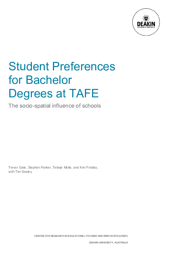 (PDF) Student Preferences for Bachelor Degrees at TAFE The socio ...