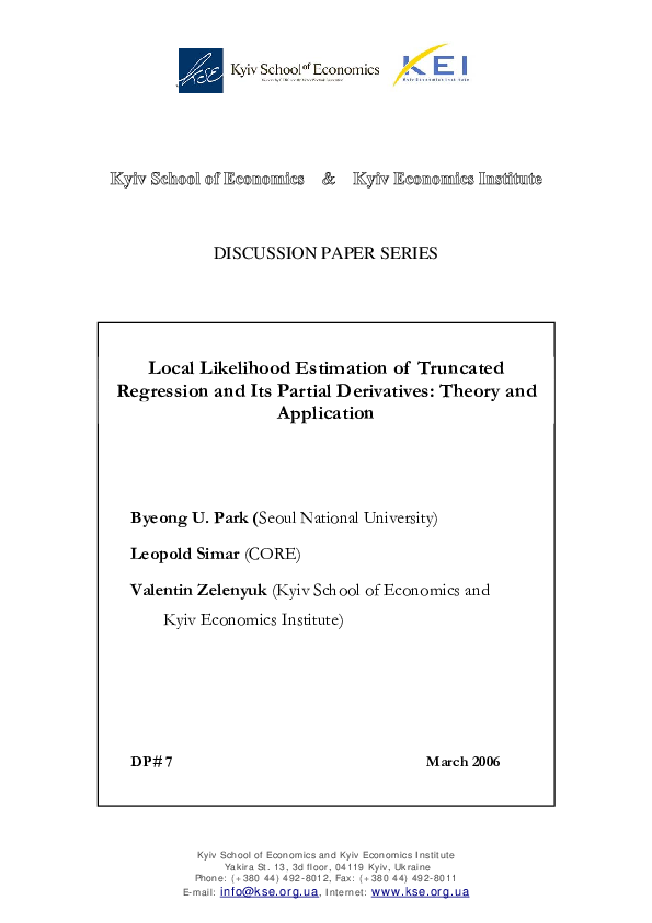 Pdf Local Likelihood Estimation Of Truncated Regression And Its