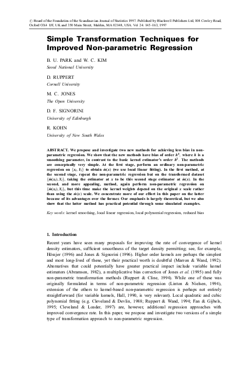 (PDF) Simple Transformation Techniques for Improved Non-parametric Regression