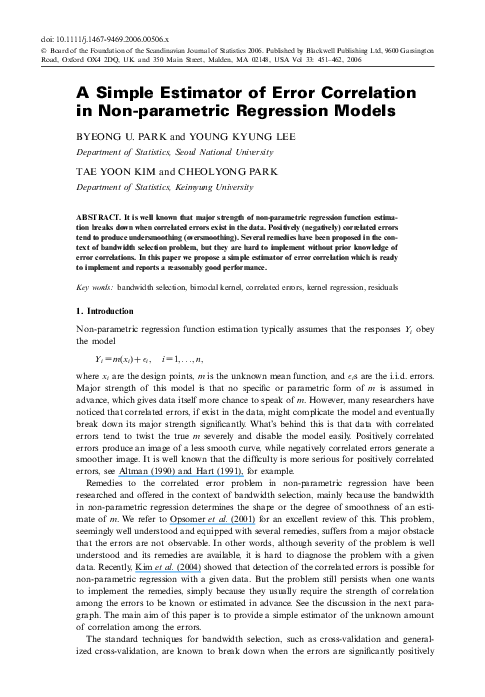 Pdf A Simple Estimator Of Error Correlation In Non Parametric