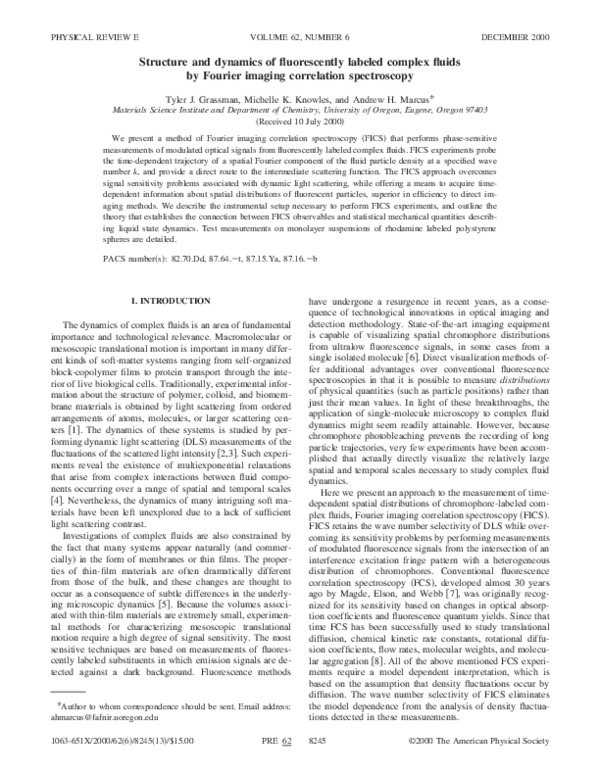 Pdf Structure And Dynamics Of Fluorescently Labeled Complex Fluids By