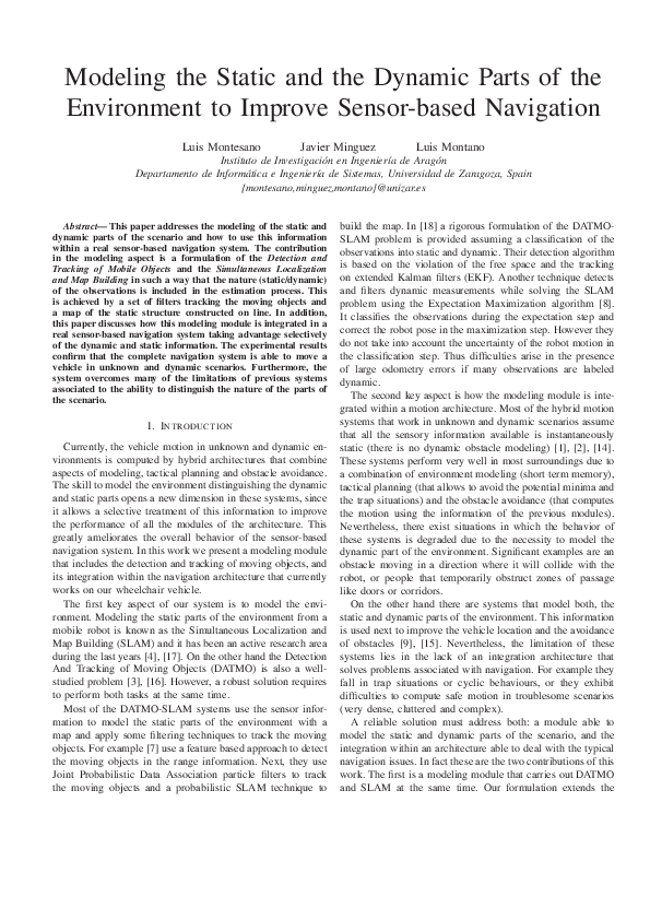 (PDF) Modeling the static and the dynamic parts of the environment to ...
