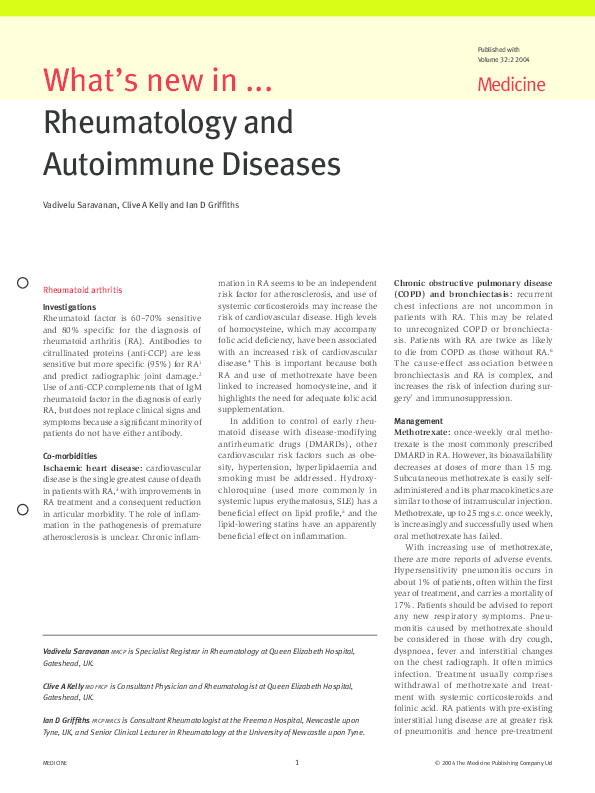 Pdf What S New In Rheumatology And Autoimmune Diseases