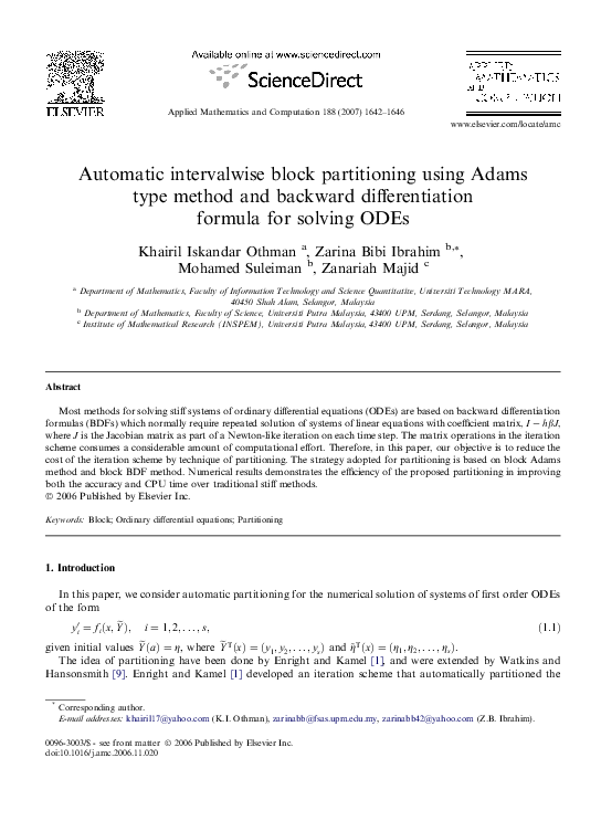 Pdf Automatic Intervalwise Block Partitioning Using Adams Type Method And Backward