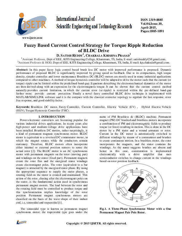 (PDF) Fuzzy Based Current Control Strategy for Torque Ripple Reduction of BLDC Drive