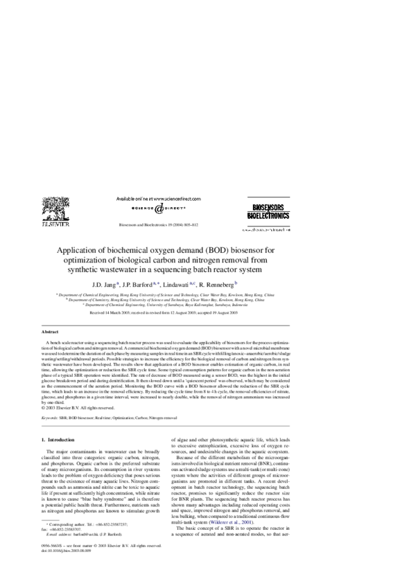(PDF) Application of biochemical oxygen demand (BOD) biosensor for ...