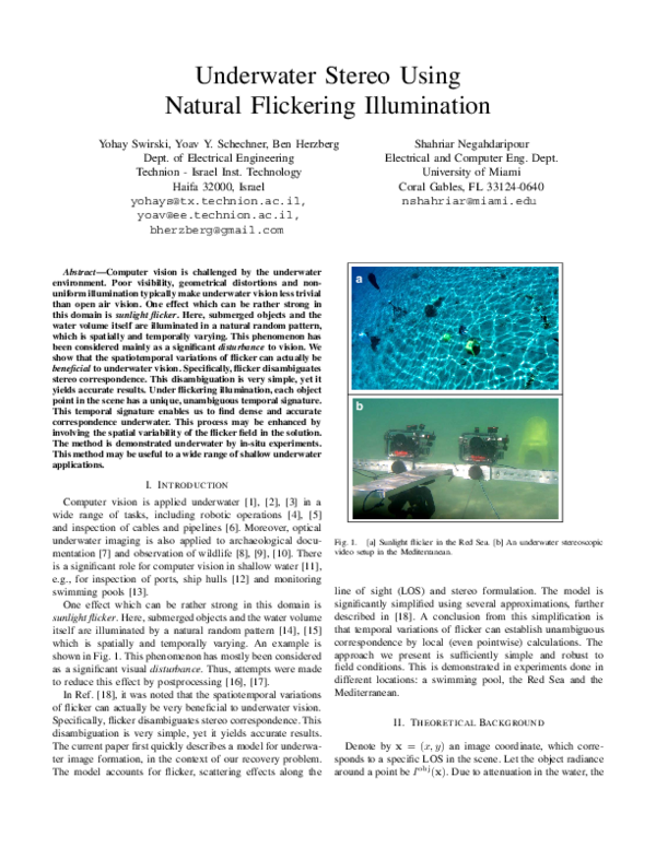 (PDF) Underwater stereo using natural flickering illumination