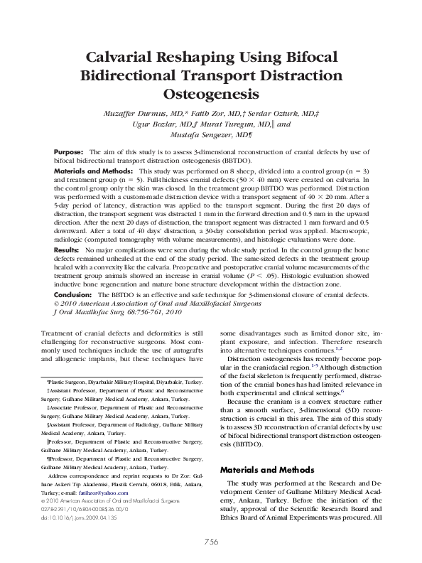 (PDF) Calvarial Reshaping Using Bifocal Bidirectional Transport ...