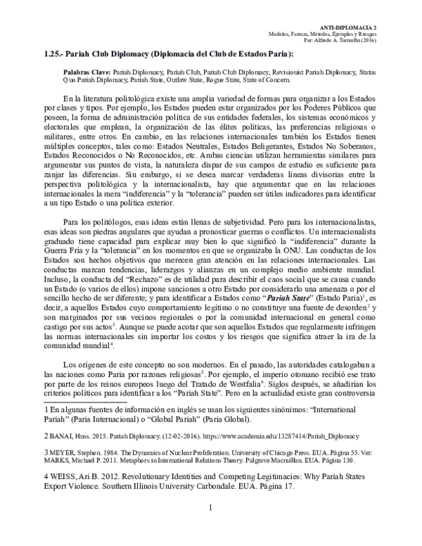 (DOC) Pariah Club Diplomacy (Diplomacia del Club de Estados Paria)