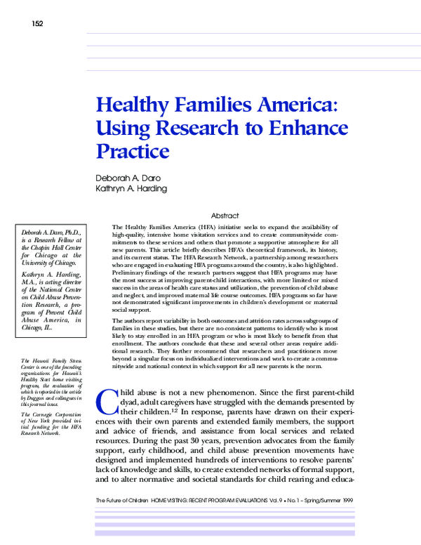 (PDF) Healthy Families America: Using Research to Enhance Practice