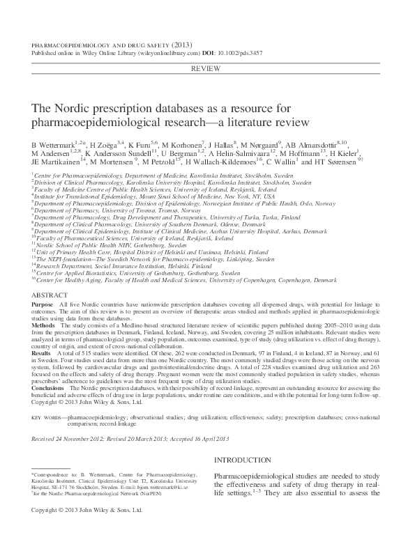 (PDF) The Nordic prescription databases as a resource for ...