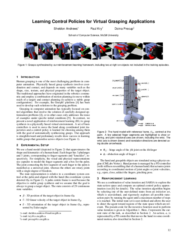 (PDF) Learning Control Policies for Virtual Grasping Applications