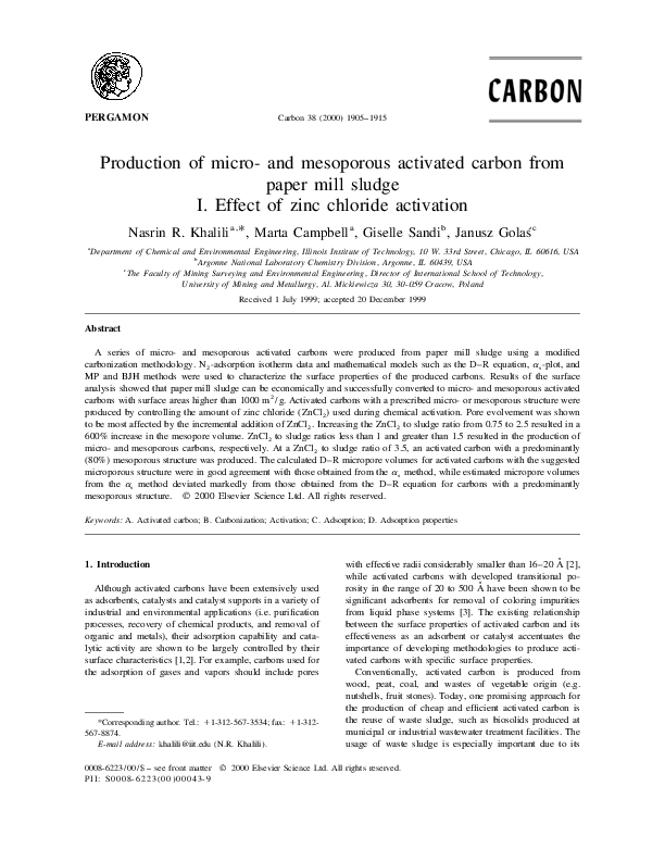 (PDF) Production of micro- and mesoporous activated carbon from paper ...