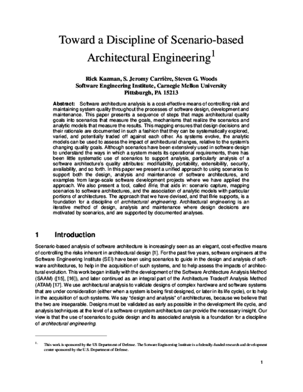 (PDF) Toward a discipline of scenario-based architectural engineering