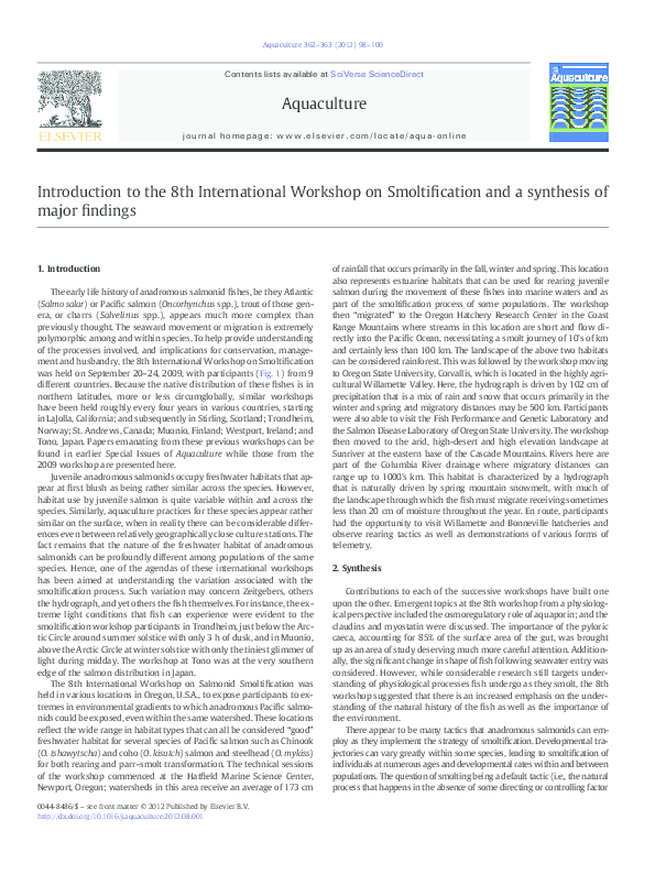 (PDF) Introduction to the 8th International Workshop on Smoltification and a synthesis of major ...