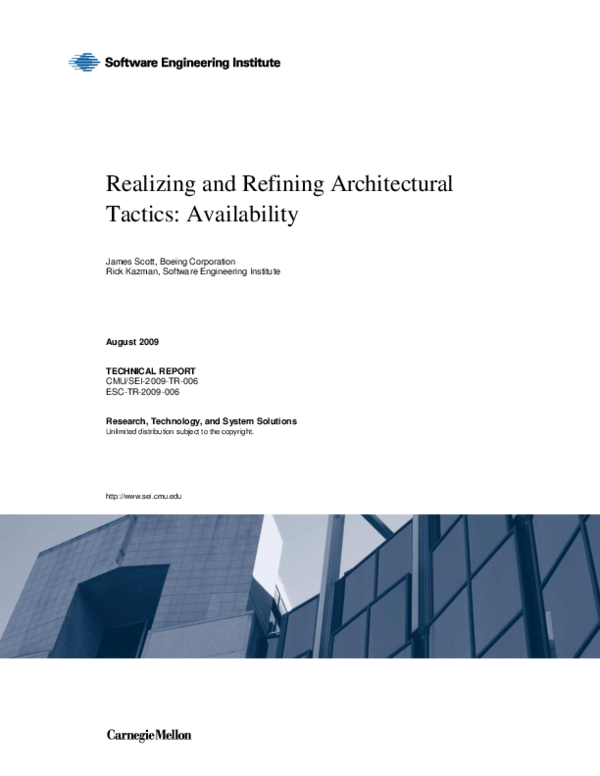 (PDF) Realizing and refining architectural tactics: Availability
