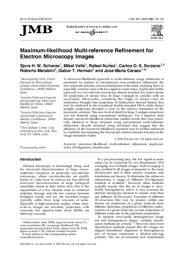 (PDF) Maximum-likelihood Multi-reference Refinement for Electron Microscopy Images