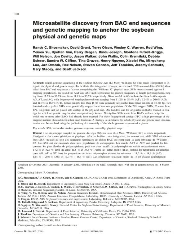 (PDF) Microsatellite discovery from BAC end sequences and genetic ...