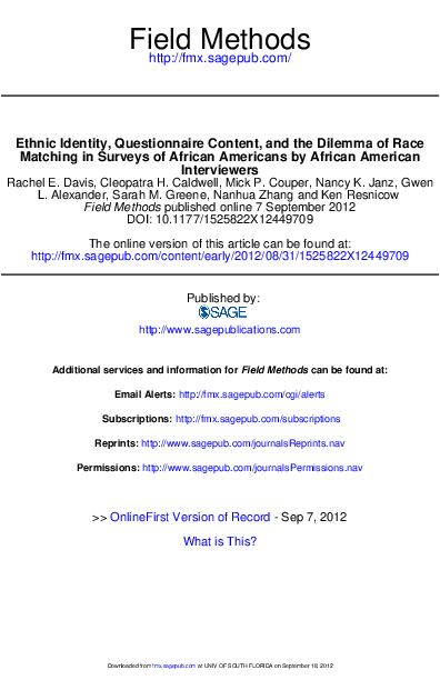 (PDF) Ethnic Identity, Questionnaire Content, and the Dilemma of Race ...