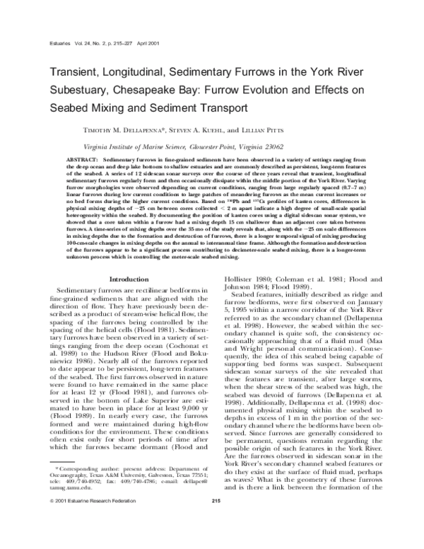 (PDF) Transient, longitudinal, sedimentary furrows in the York River ...
