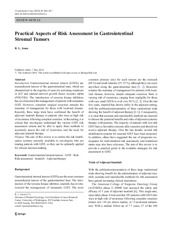 (PDF) Practical aspects of risk assessment in gastrointestinal stromal ...