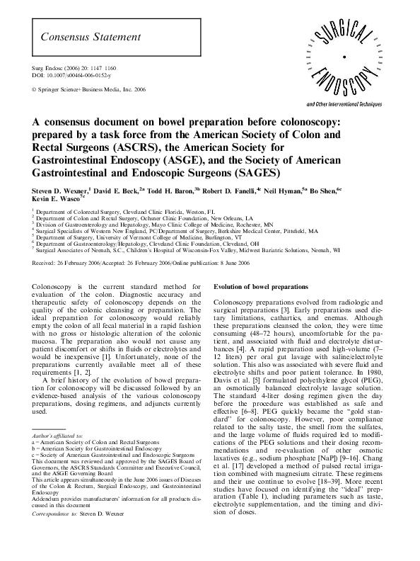(PDF) A consensus document on bowel preparation before colonoscopy ...