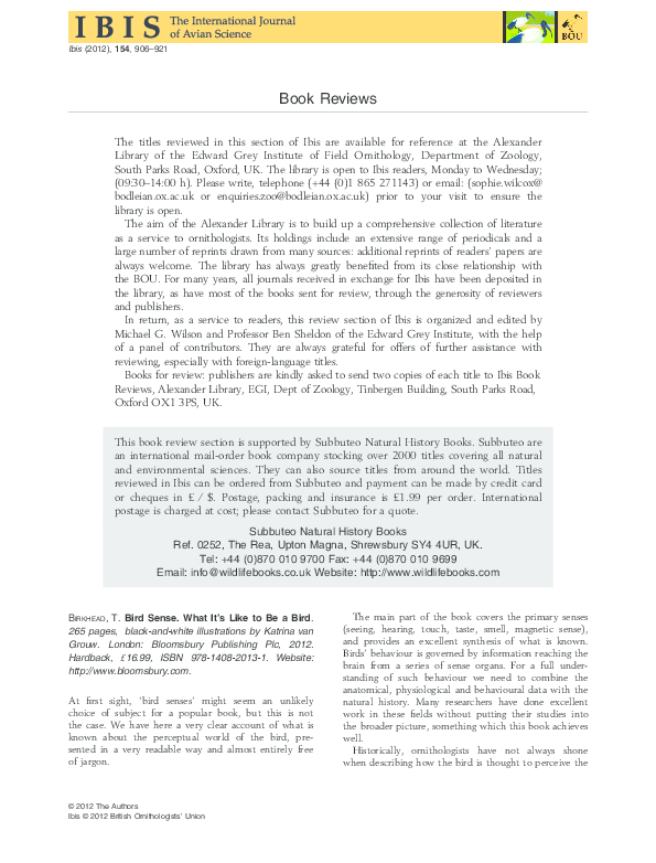 (PDF) Book review of ‘Extinct Birds.’ by Hume, J.P. and Walters, M ...