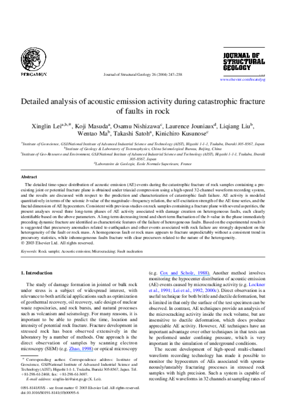 (PDF) Detailed analysis of acoustic emission activity during ...