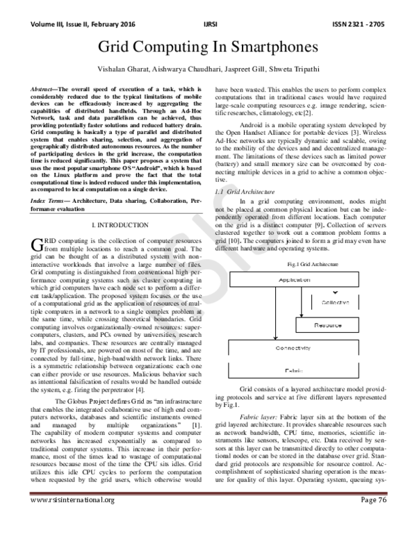 (PDF) Grid Computing In Smartphones