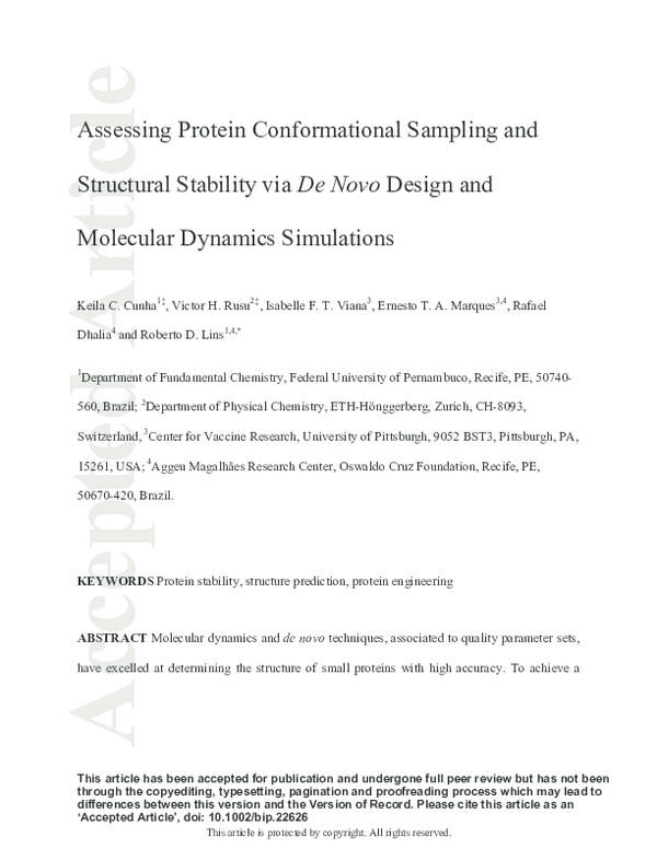 (PDF) Assessing protein conformational sampling and structural stability via de novo design and ...