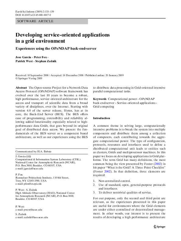 Pdf Developing Service Oriented Applications In A Grid Environment 7461