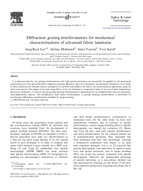 (PDF) Diffraction grating interferometers for mechanical ...
