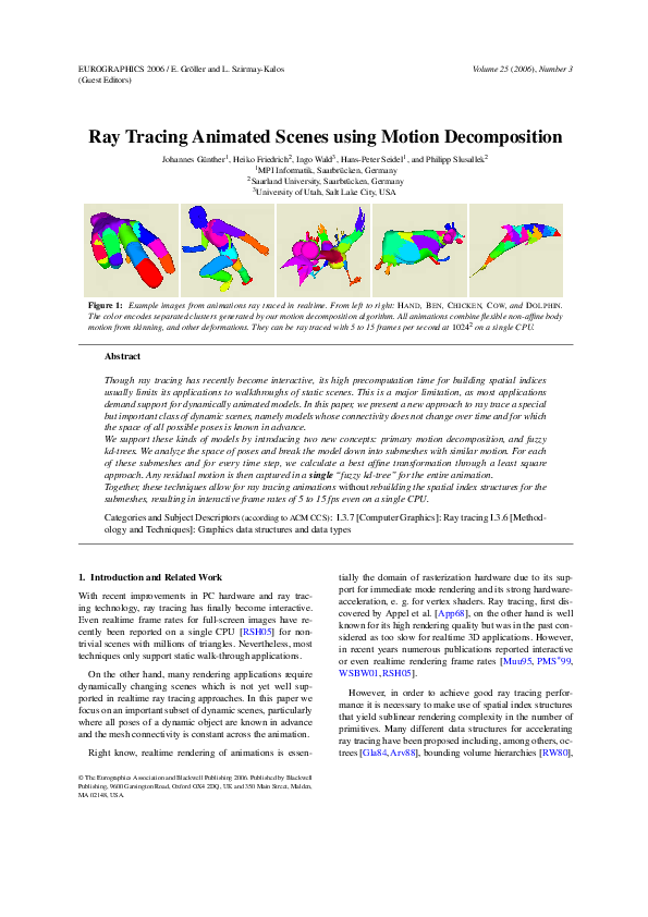 (PDF) Ray Tracing Animated Scenes using Motion Decomposition