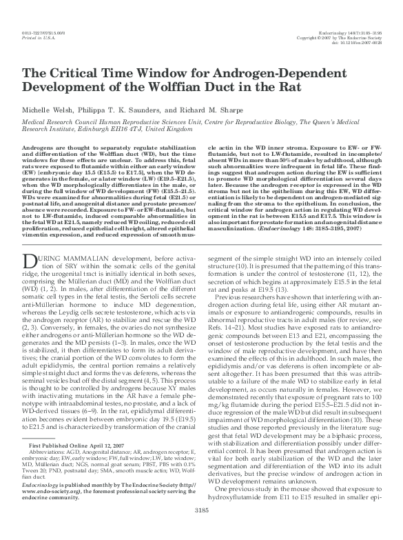 (PDF) The Critical Time Window for Androgen-Dependent Development of ...