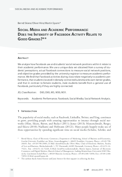 (PDF) SOCIAL MEDIA AND ACADEMIC PERFORMANCE: DOES THE INTENSITY OF ...