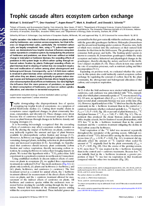 (PDF) Trophic cascade alters ecosystem carbon exchange | Oswald Schmitz ...