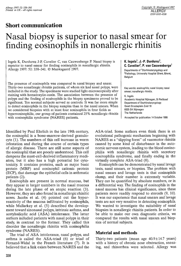 (PDF) Nasal biopsy is superior to nasal smear for finding eosinophils ...
