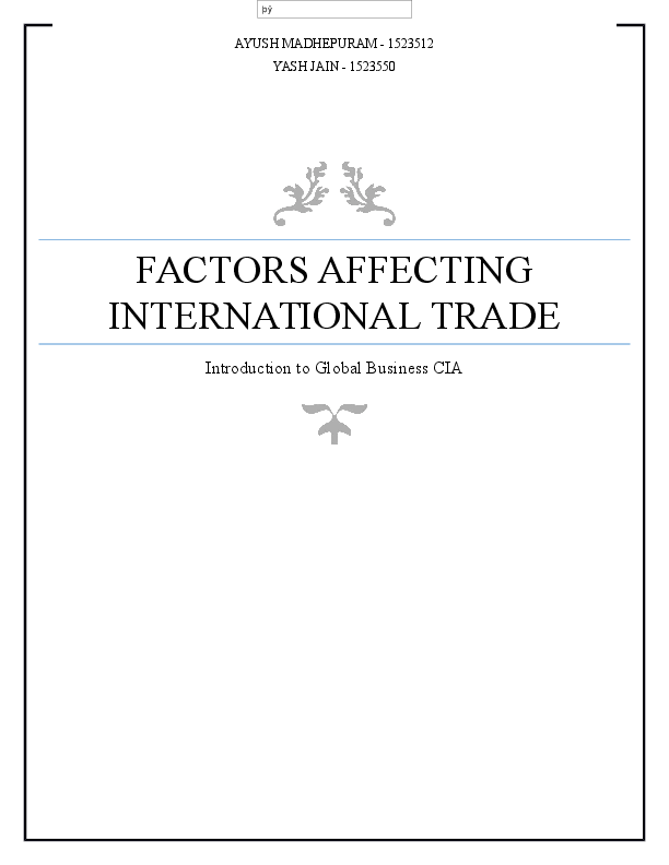 (DOC) Factors affecting International Trade