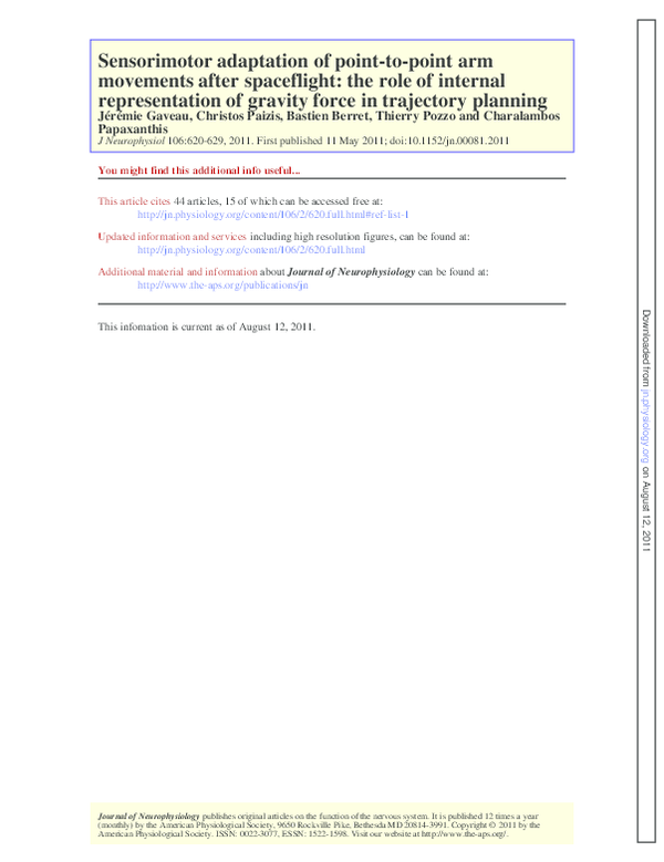 (PDF) Sensorimotor adaptation of point-to-point arm movements after ...