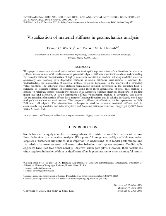 (PDF) Visualization of material stiffness in geomechanics analysis