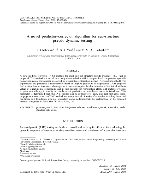 Pdf A Novel Predictorcorrector Algorithm For Sub Structure Pseudo